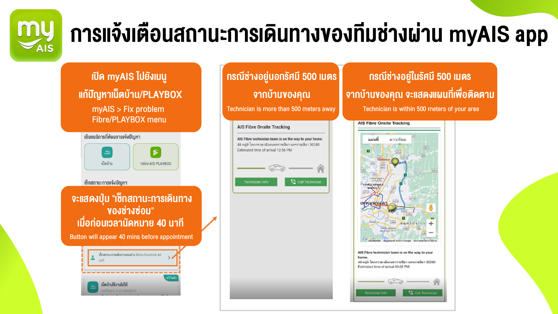 AIS Fibre Onsite Tracking บริการแจ้งเตือนสถานะการเดินทางทีมช่าง ผ่าน myAIS และ SMS หรือ AIS ...
