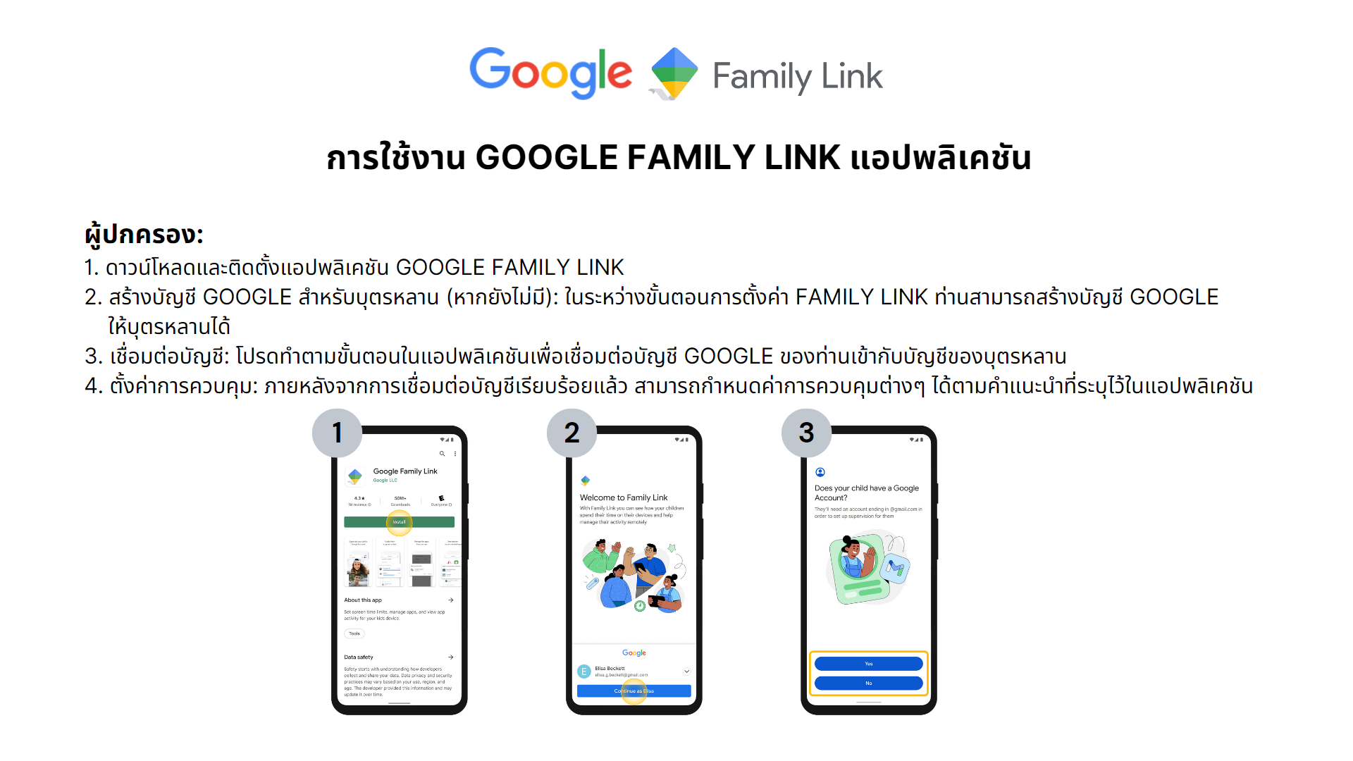 การใช้งาน Google Family Link แอปพลิเคชัน